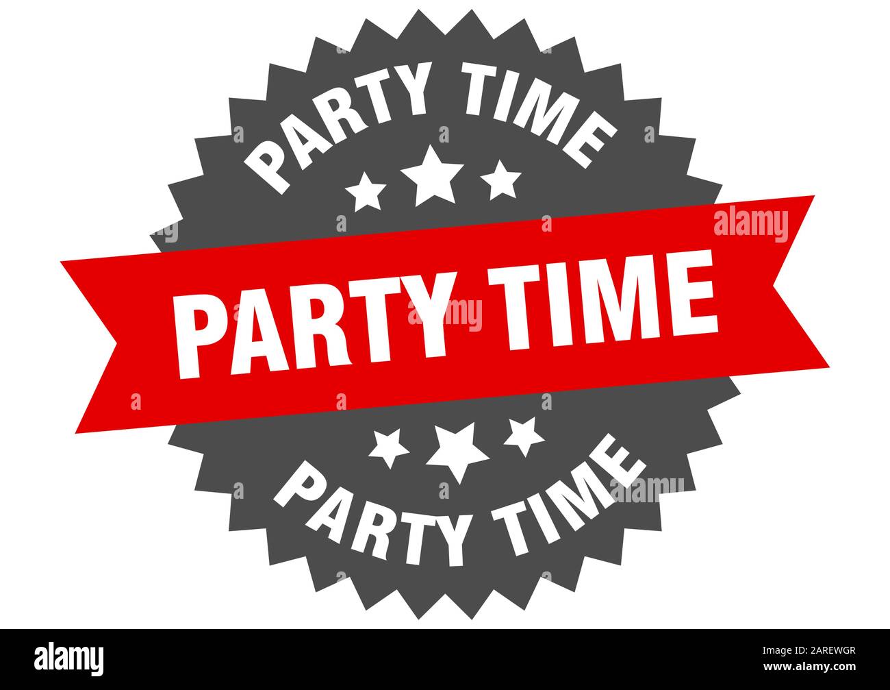 party time sign. party time circular band label. round party time ...