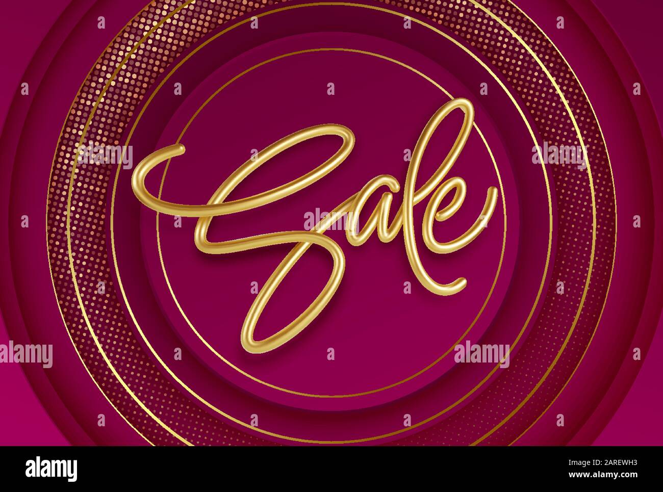 Advertising with sale golden lettering. Shopping promotion design ...