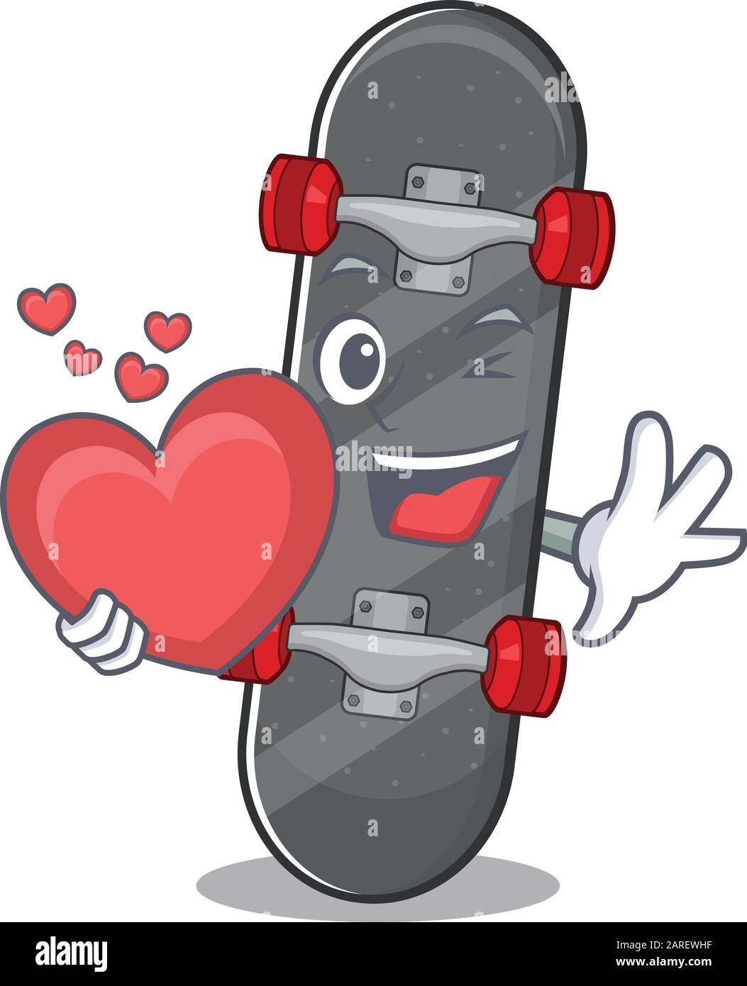 Funny Face skateboard cartoon character holding a heart Stock Vector ...