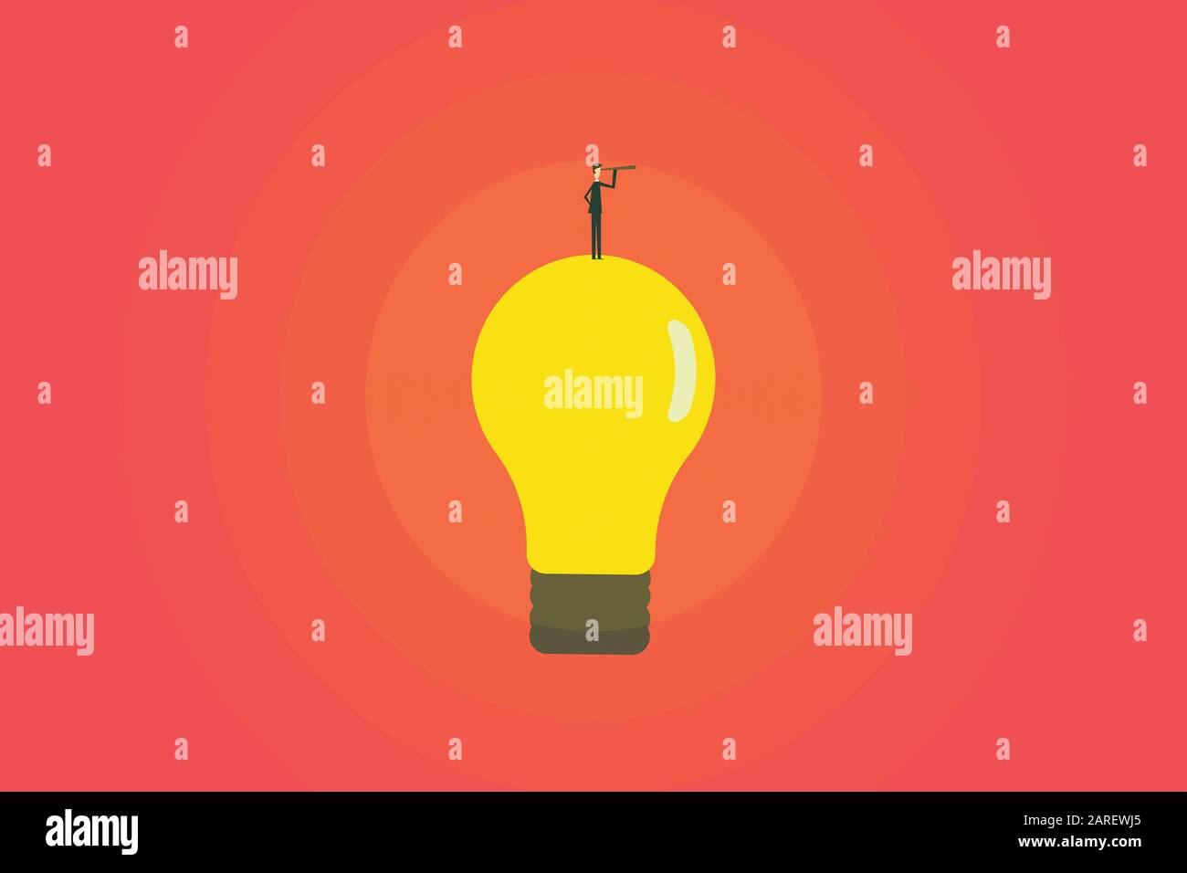 Successful vision concept with icon of businessman and telescope ...