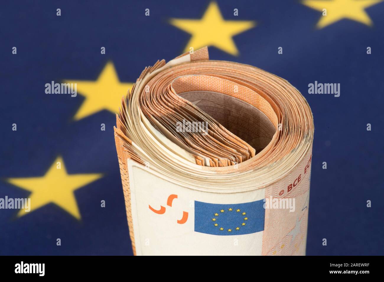 Flag of the EU and Euro bills Stock Photo - Alamy