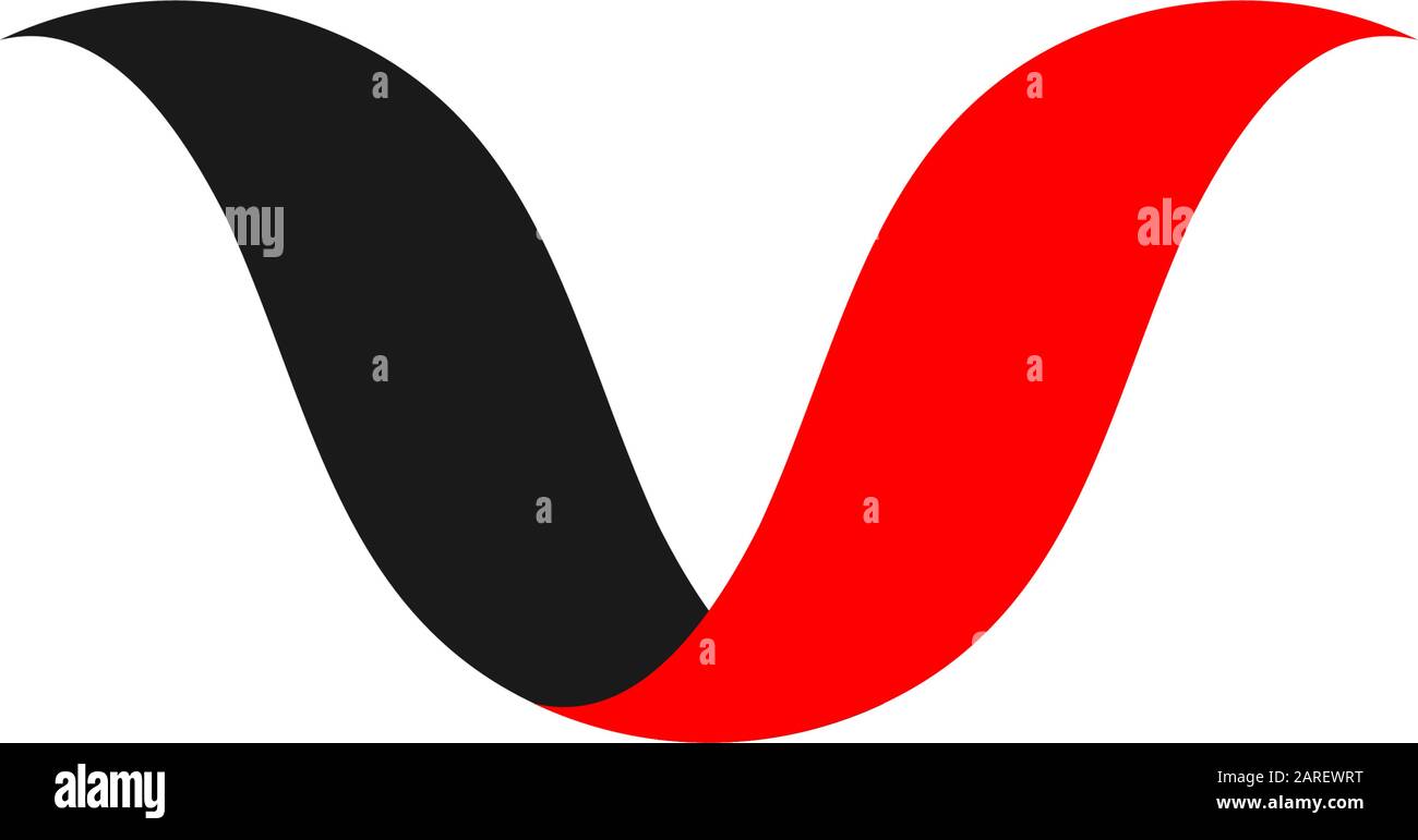 symbol vector of letter v simple curves 3d colors design Stock Vector ...