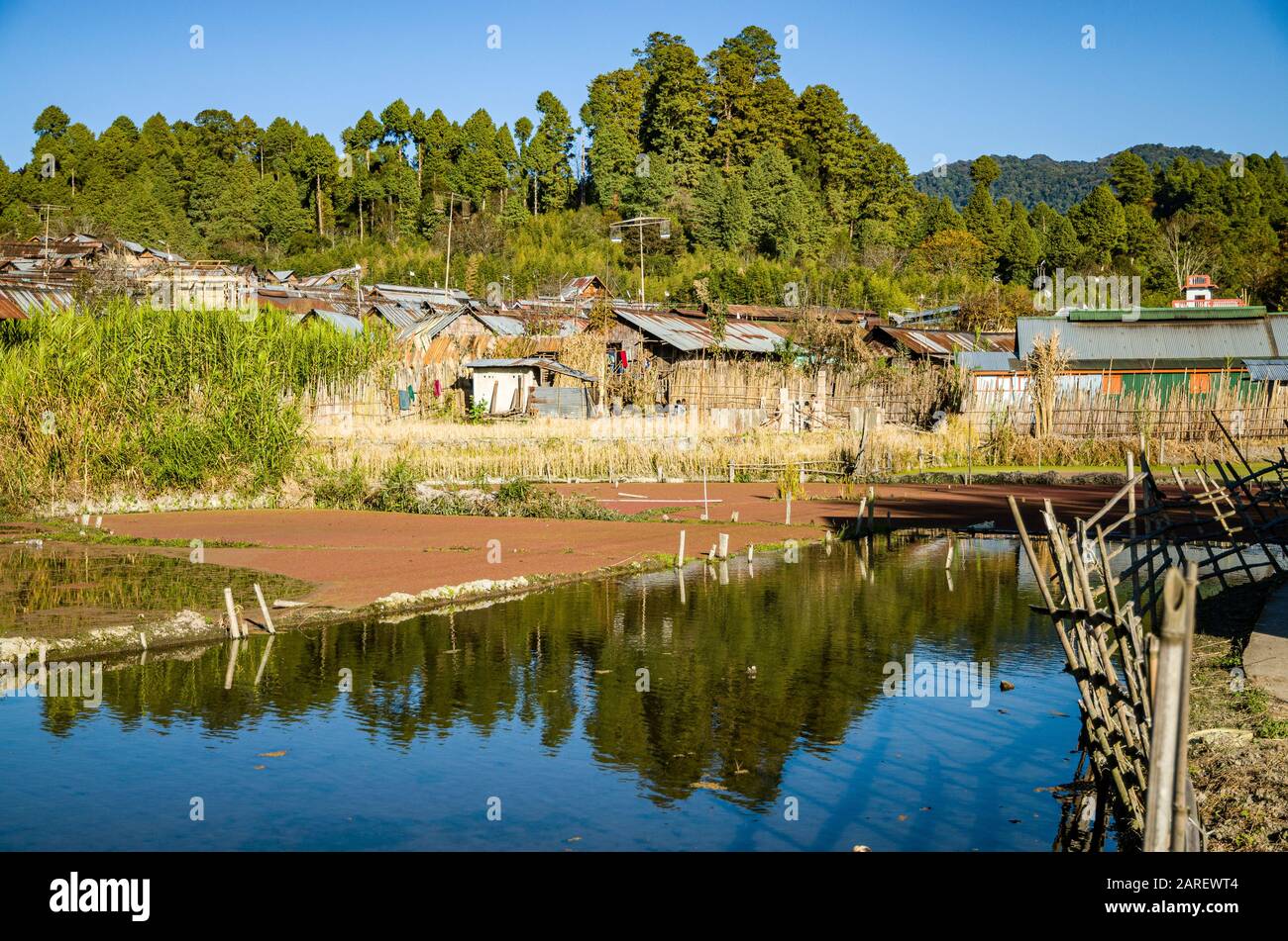 Typical village structure of the Apatani tribe in Ziro region Stock ...