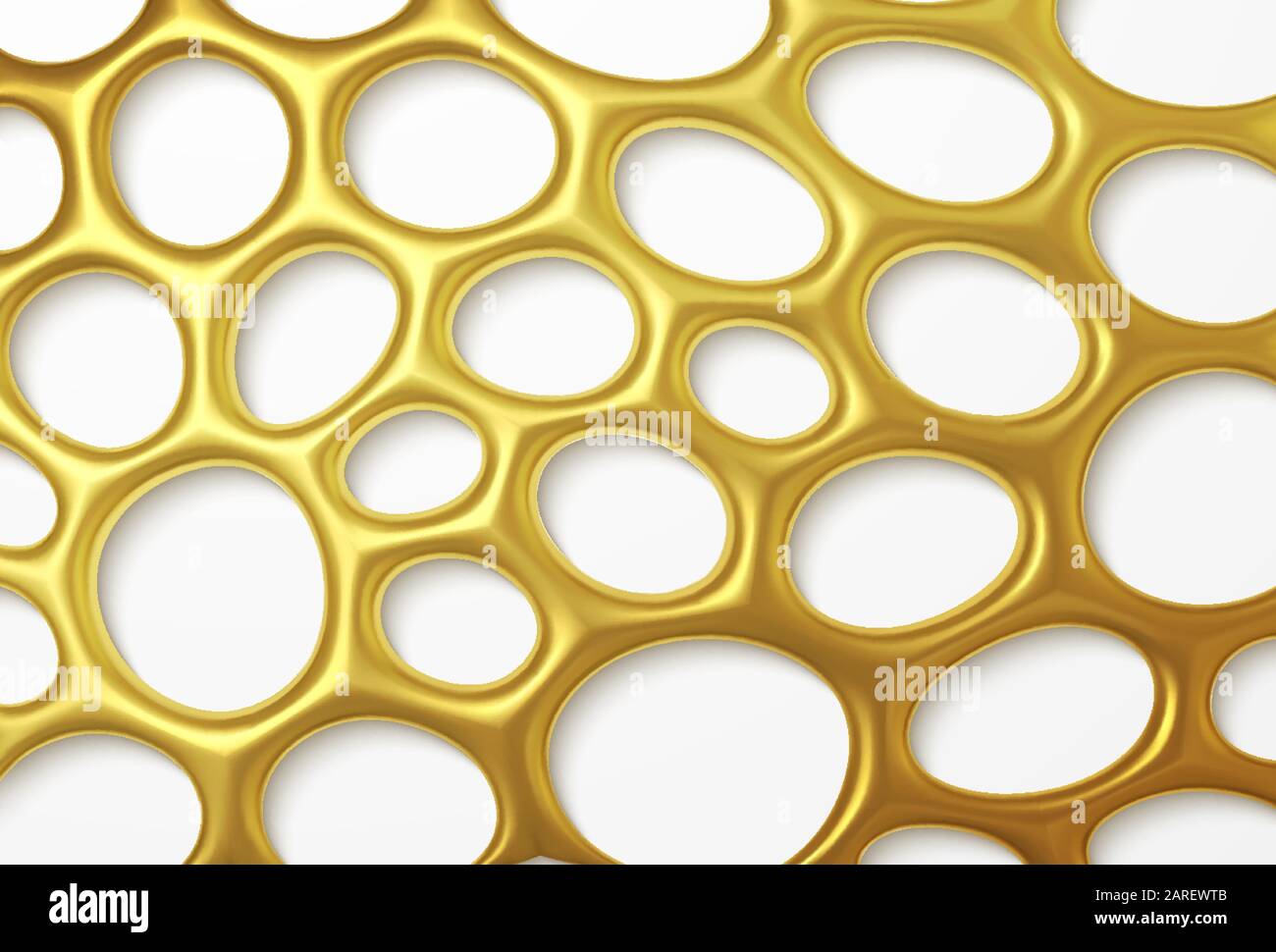 Golden organic realistic 3d grid pattern. Modern minimal geometric ...