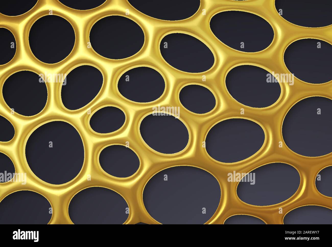 Golden organic realistic 3d grid pattern. Modern minimal geometric ...