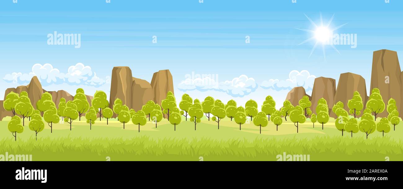 Summer landscape with trees Stock Vector Image & Art - Alamy