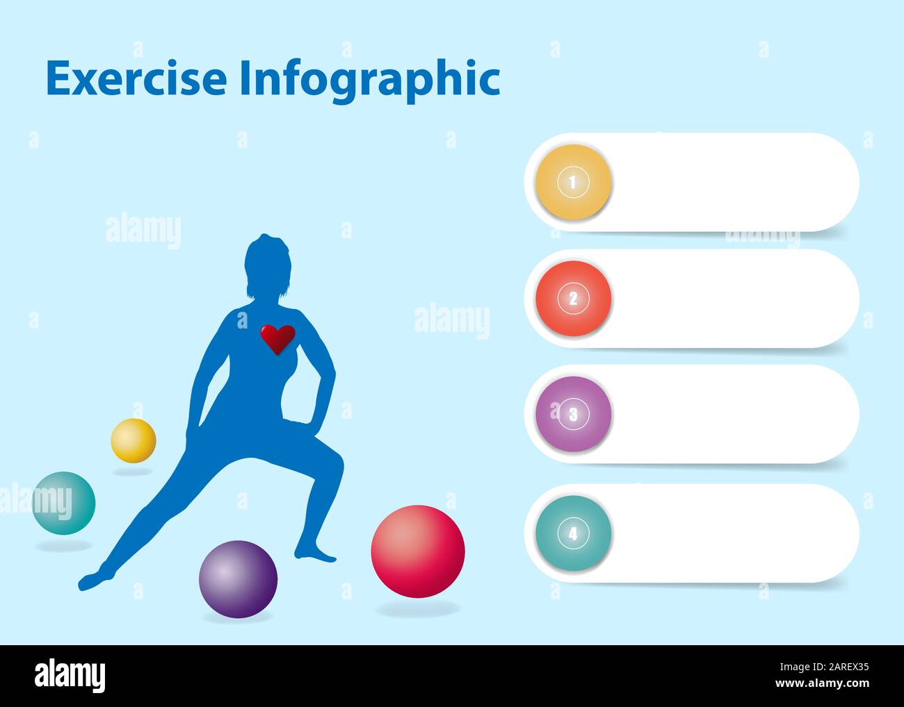 Fitness exercise infographic vector with silhouette of exercising woman ...
