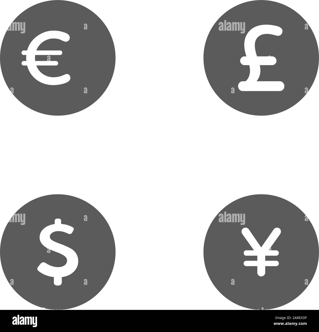 Money and currency icons set. Money Dollar, Euro, Yen, Pound, icon in trendy flat style design ...