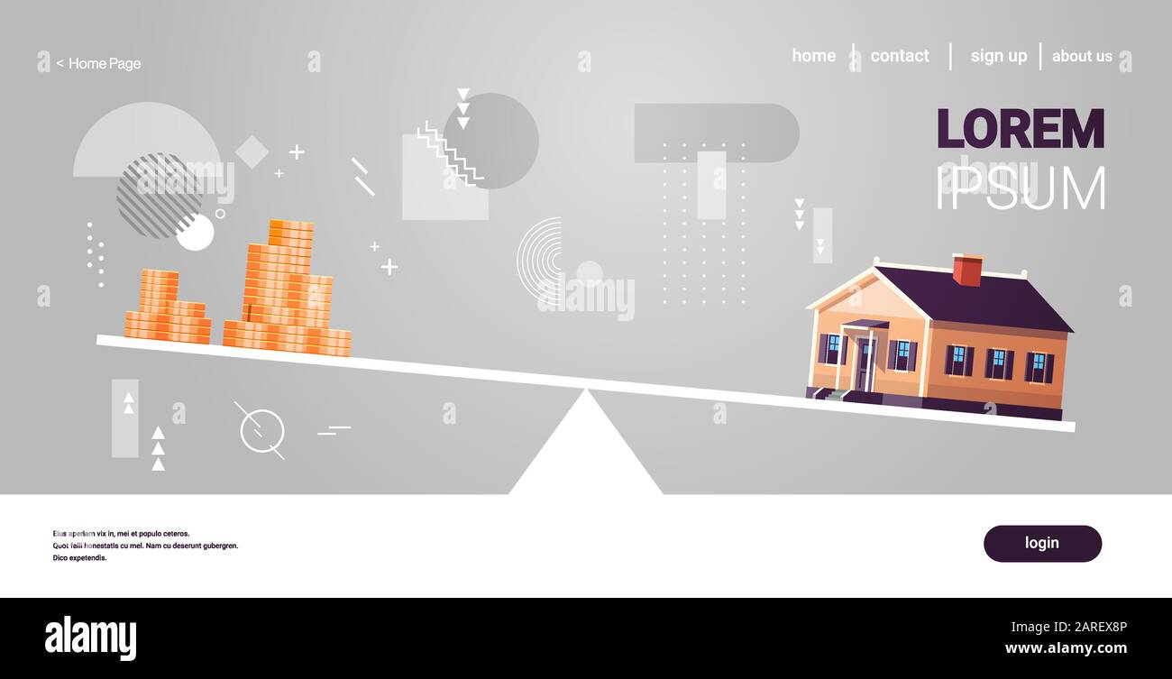 house and money cons balancing on scales real estate investing rental ...