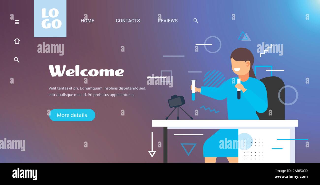 female doctor blogger holding test tubes with different liquids woman ...