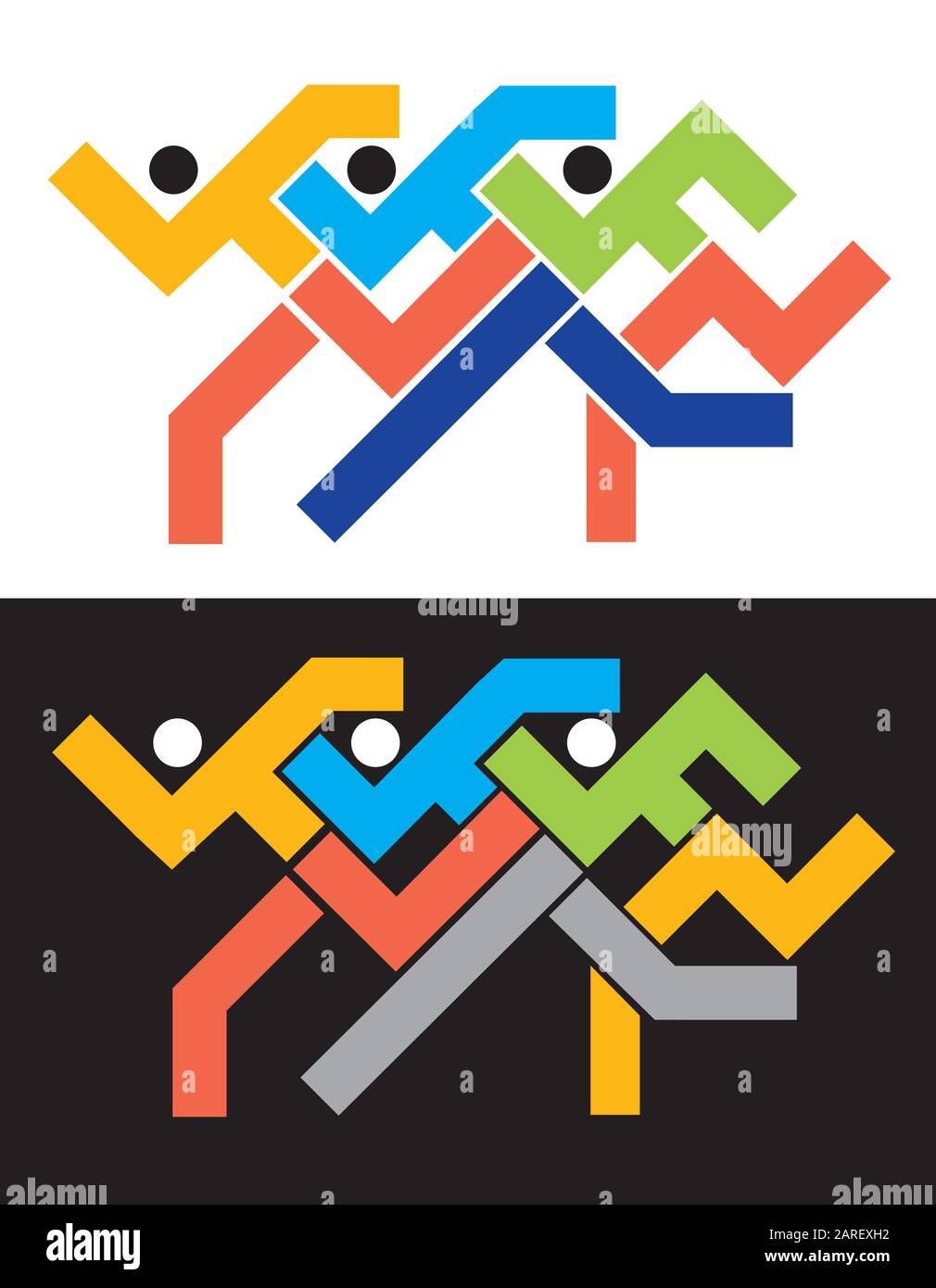 Marathon, running race. Colorful abstract stylized illustration of race ...