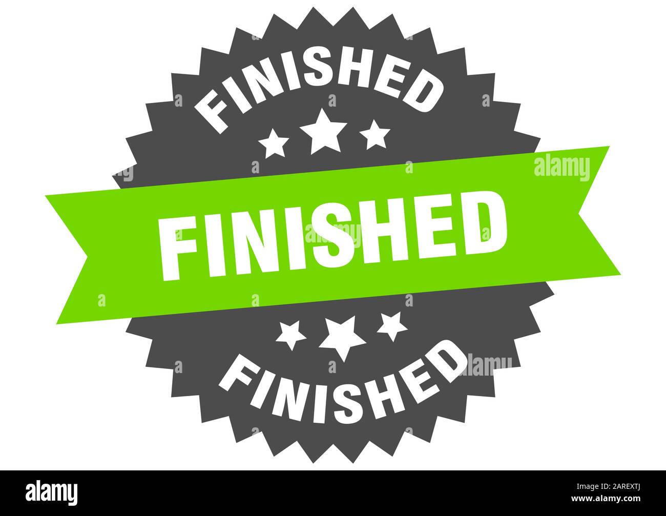 finished sign. finished circular band label. round finished sticker ...