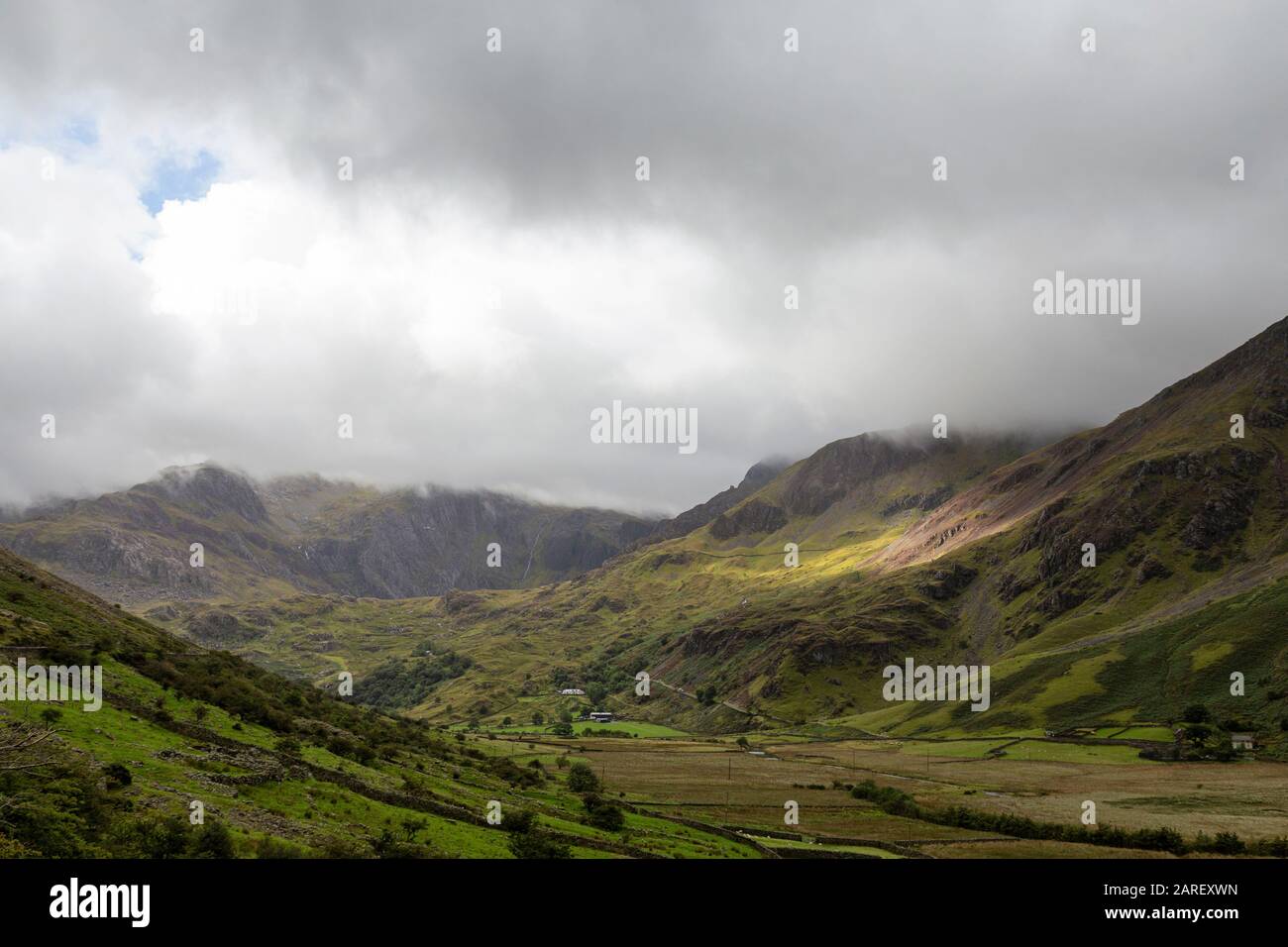 Beautiful Nant Ffrancon valley in Snowdonia National Park in Wales ...