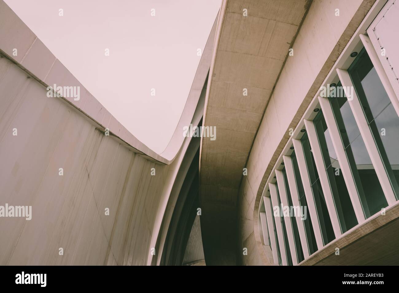 Detail of a modern construction of simple and minimal style, with fade ...