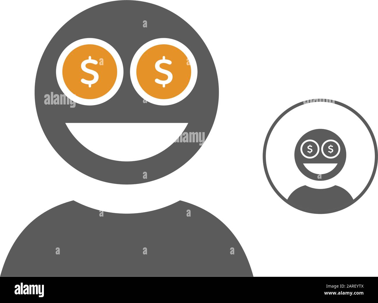 Mind concept graphic for money-oriented. Black solid icon for Money ...