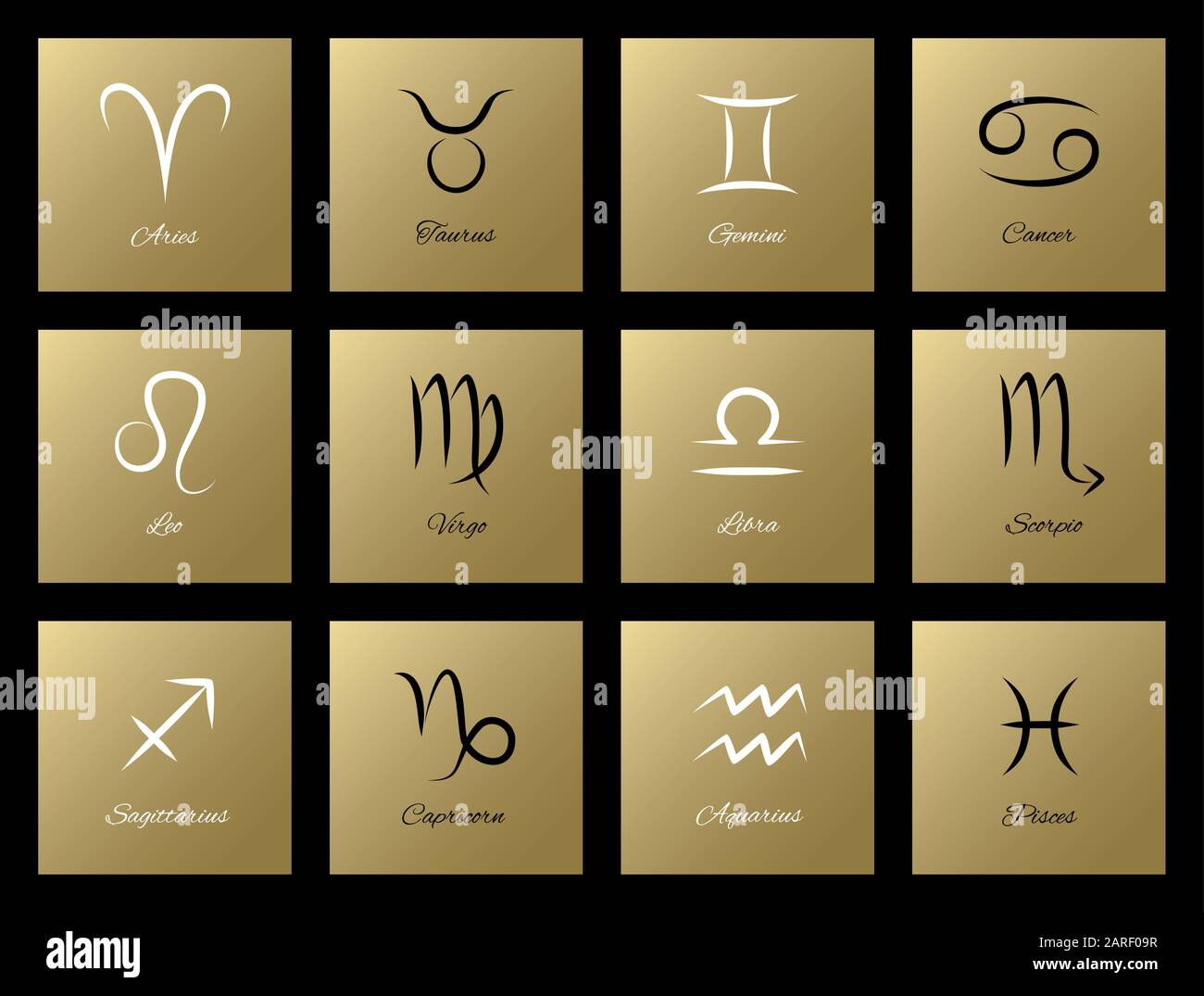 Vector set of icons with zodiac signs Stock Vector Image & Art - Alamy