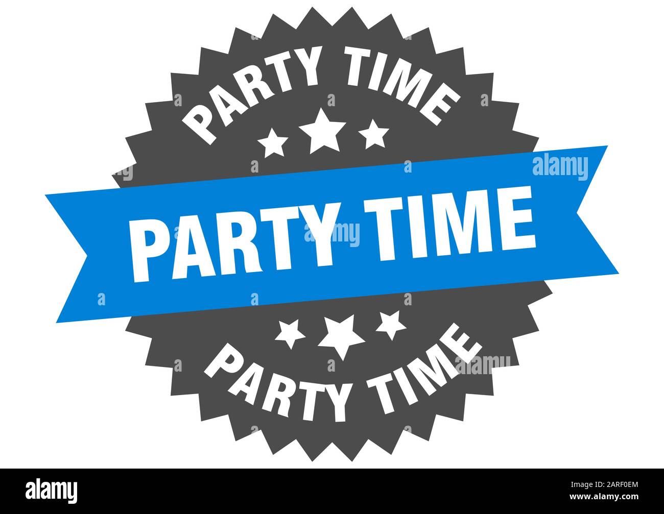 party time sign. party time circular band label. round party time ...