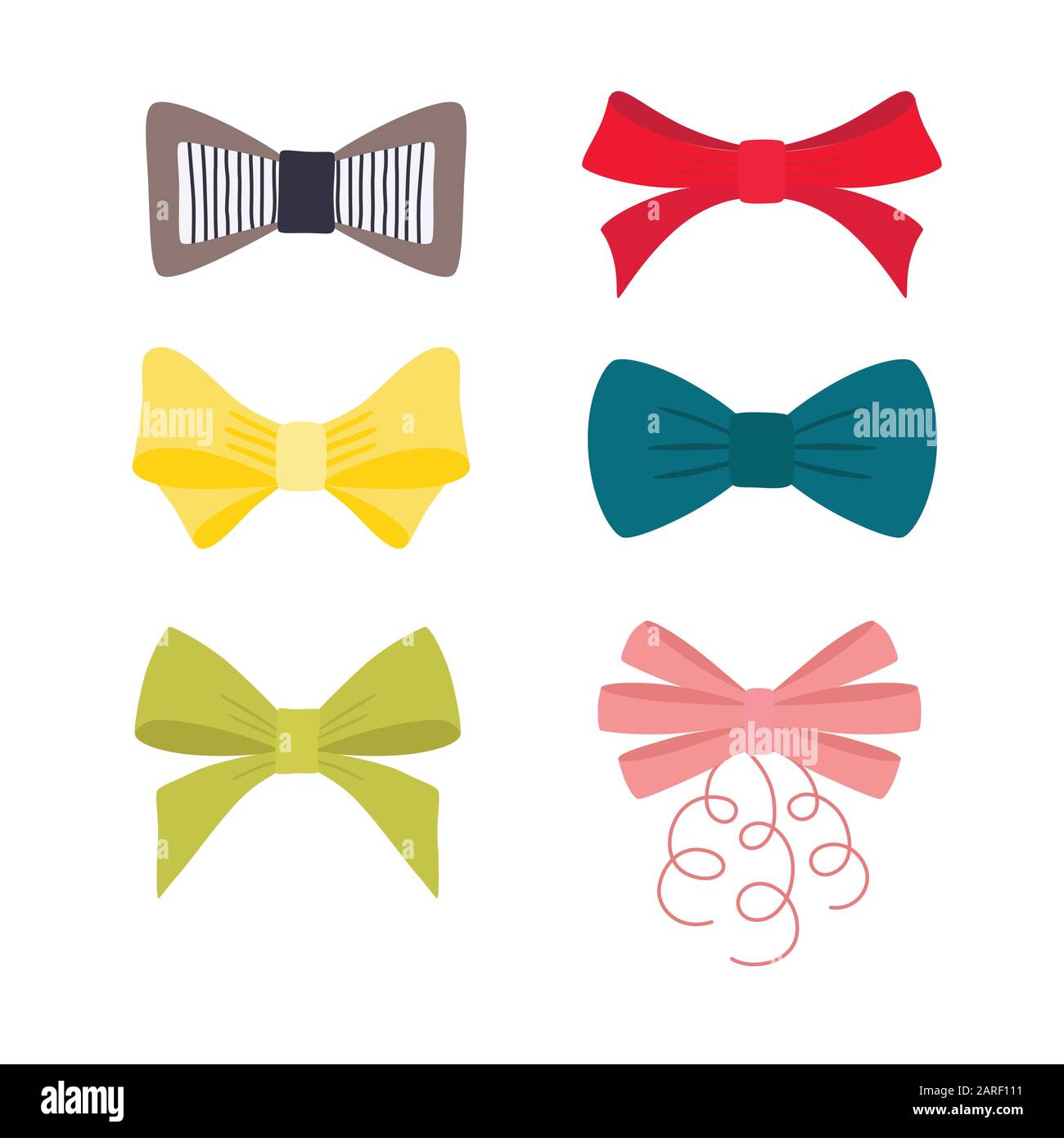 Multicolor image of different bow collection. Vector illustration Stock ...