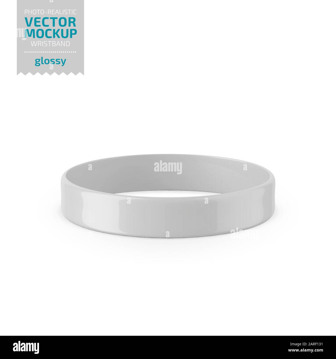 White glossy silicone wristband vector mockup Stock Vector Image & Art ...