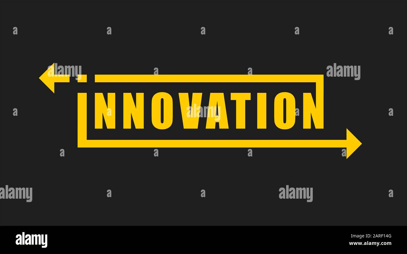 Innovation Word Collage Illustration, Black Background, Panorama Stock ...