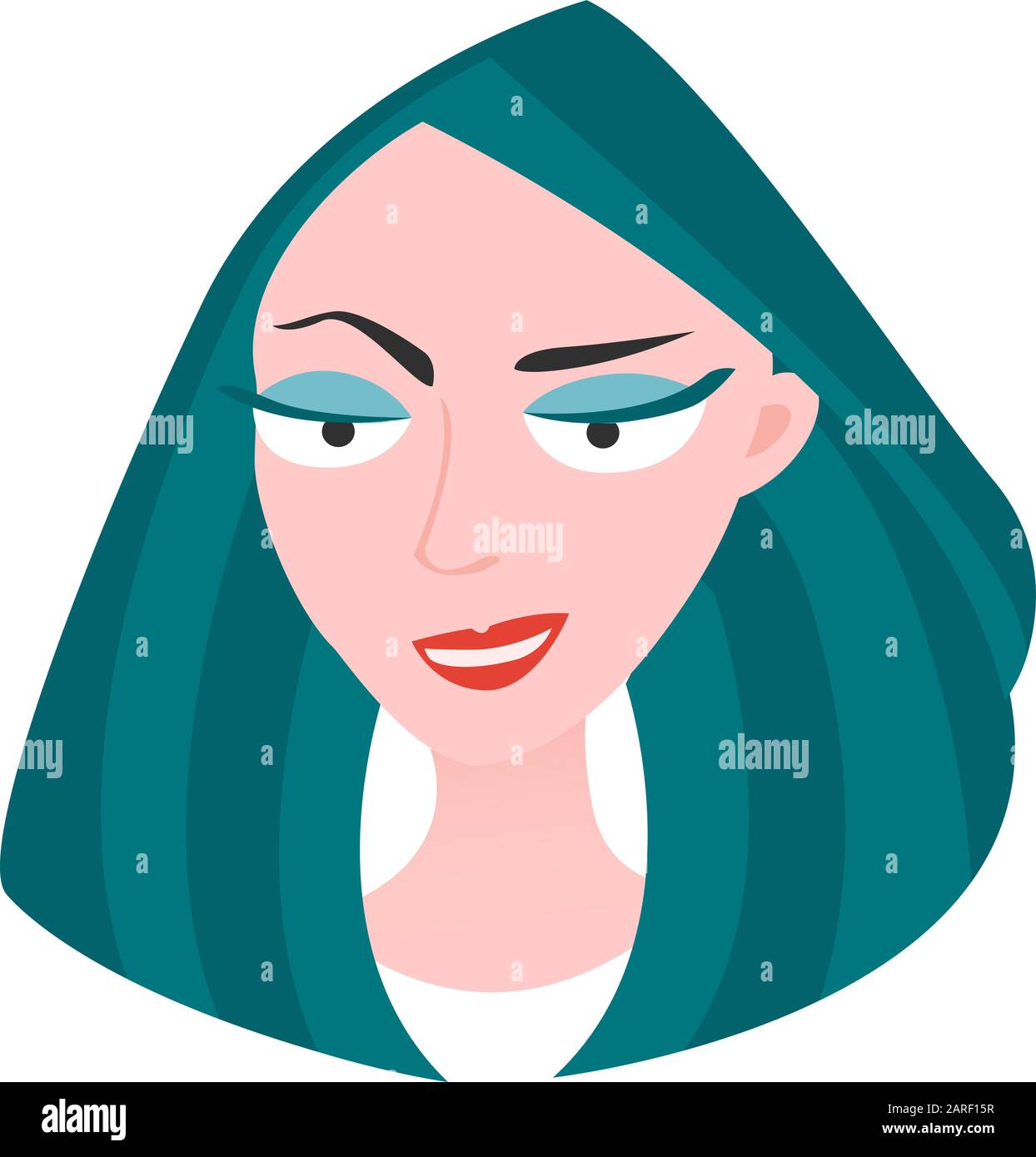 Vector Illustration. Head of a woman with turquoise hair Stock Vector ...