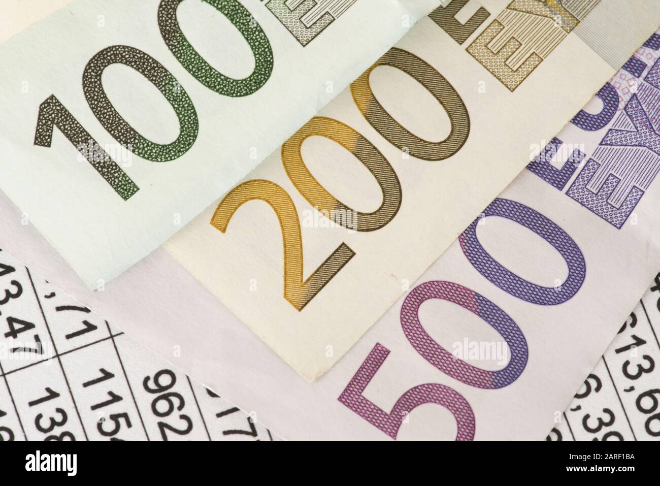 Euro banknotes and spreadsheet Stock Photo - Alamy