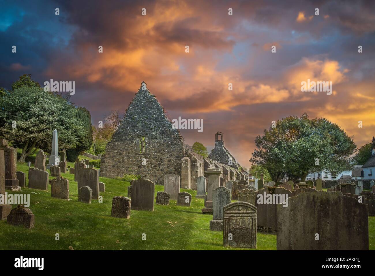 The old Kirk Yard and Old Kirk ruins, the burial place of many of ...