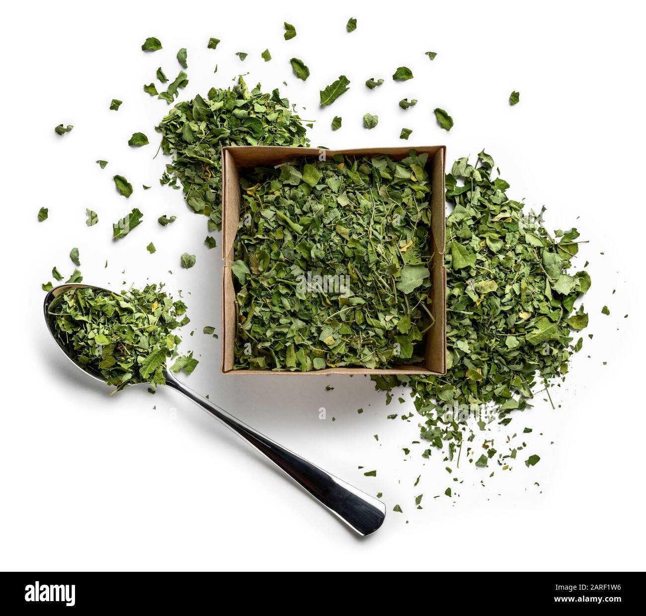 Dried Moringa on a white background. The view from the top Stock Photo ...