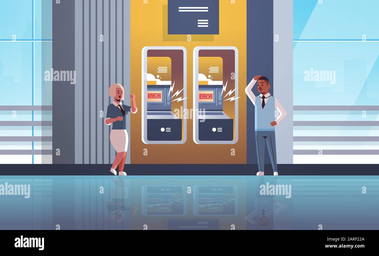 Woman atm machine problem Stock Vector Images - Alamy