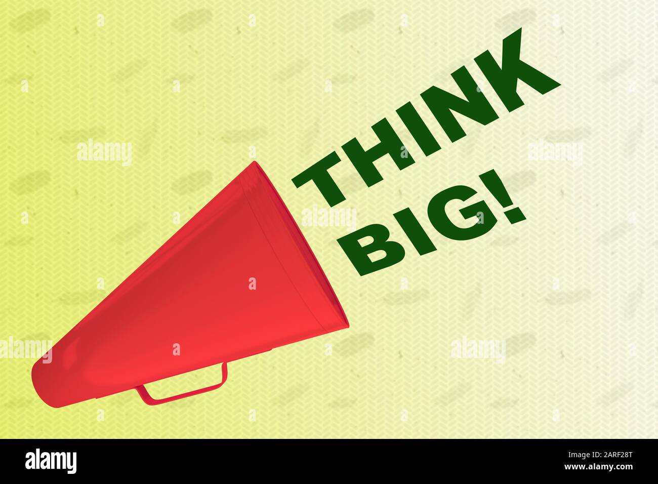 3D illustration THINK BIG! title flowing from a loudspeaker Stock Photo ...