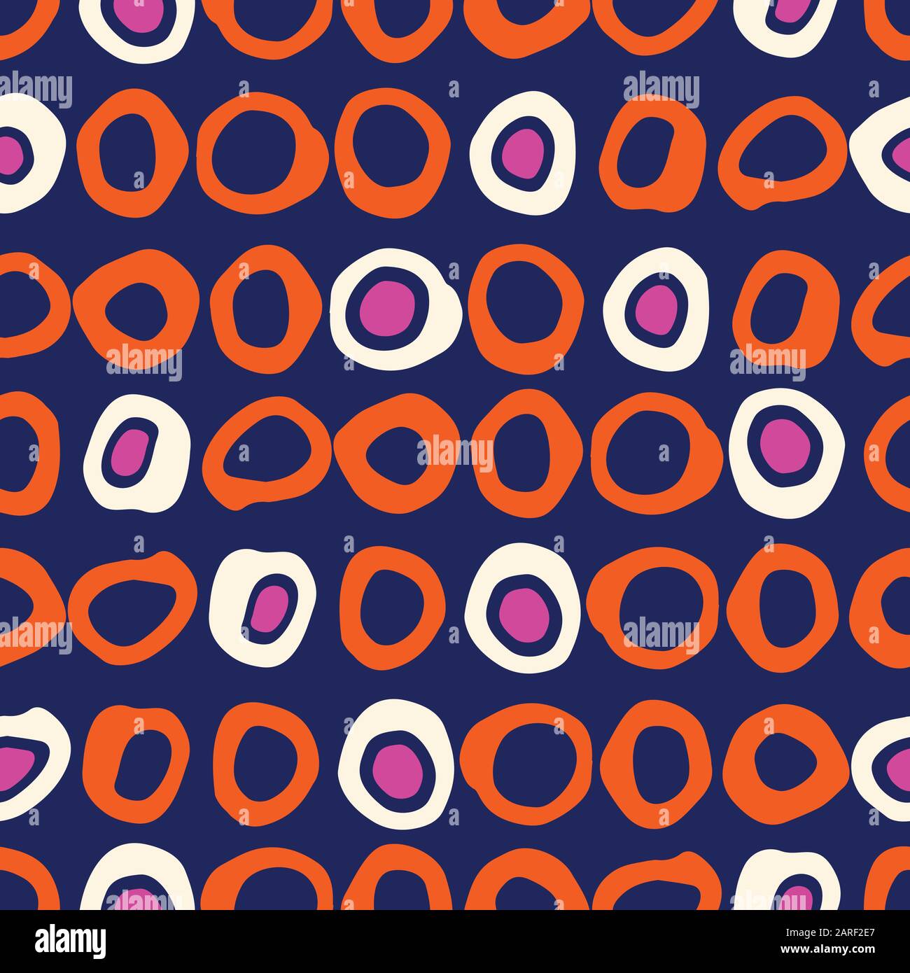 Retro Irregular Shaped Circles Set Vector Seamless Pattern Modern Mid
