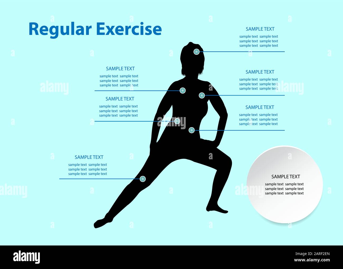 Regular exercise infograph ready for your text. Silhouette of woman ...