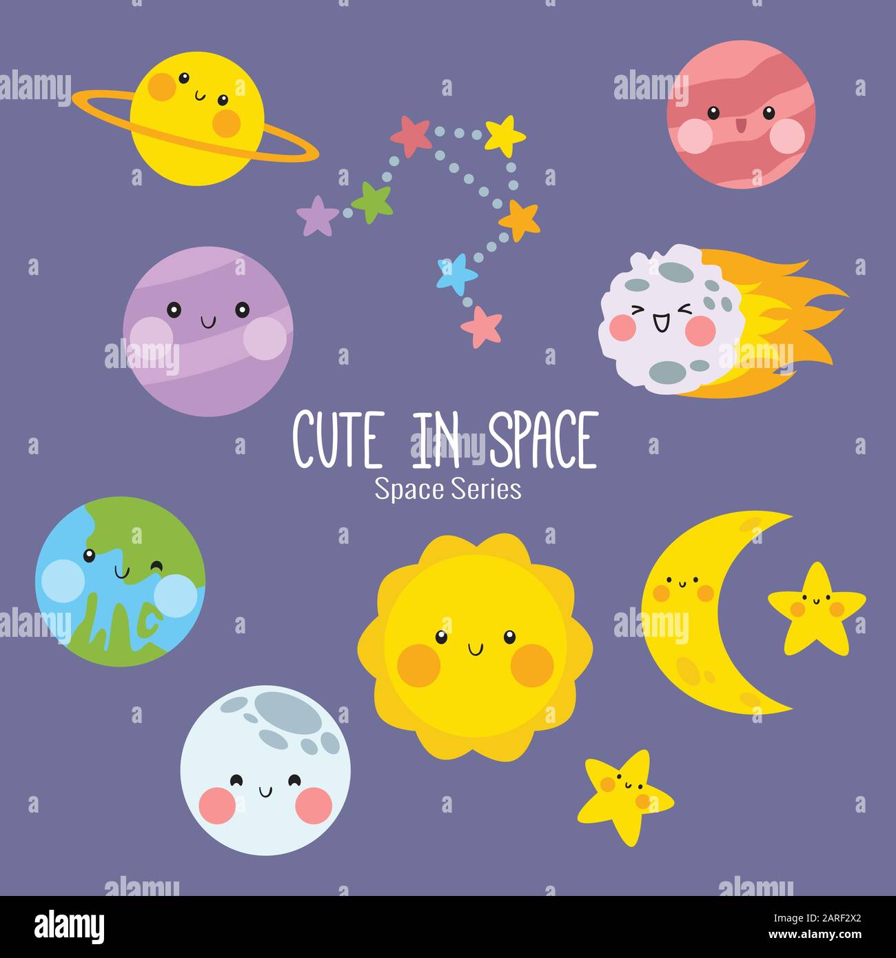 Colorful Planets with Some Cute Characters Stock Vector Image & Art - Alamy