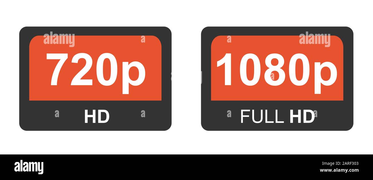 1080p full hd and 720p hd. Modern technology signs. Vector illustration ...
