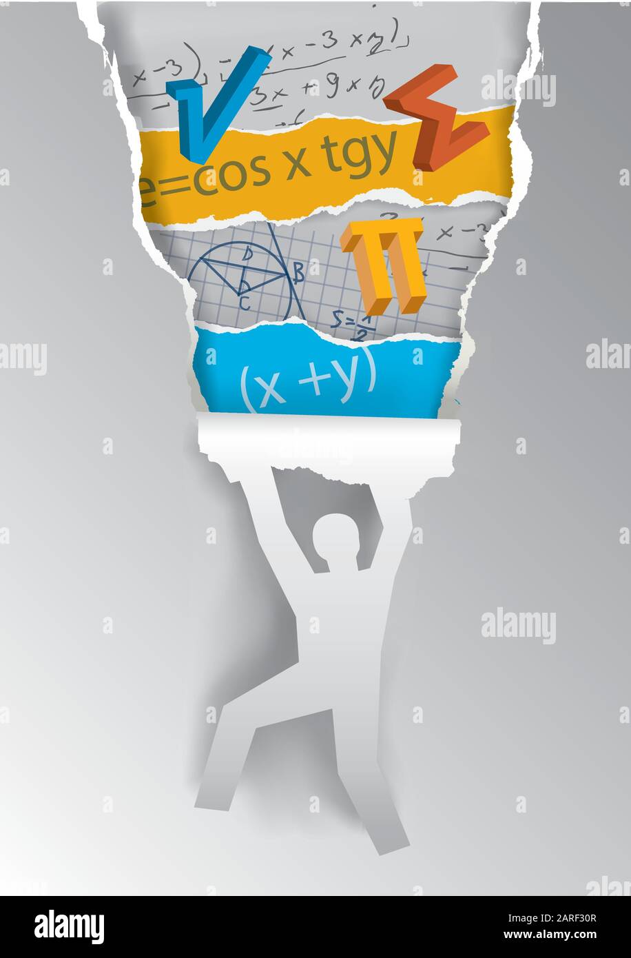 Learn and Discover math. Human silhouette ripping paper with ...