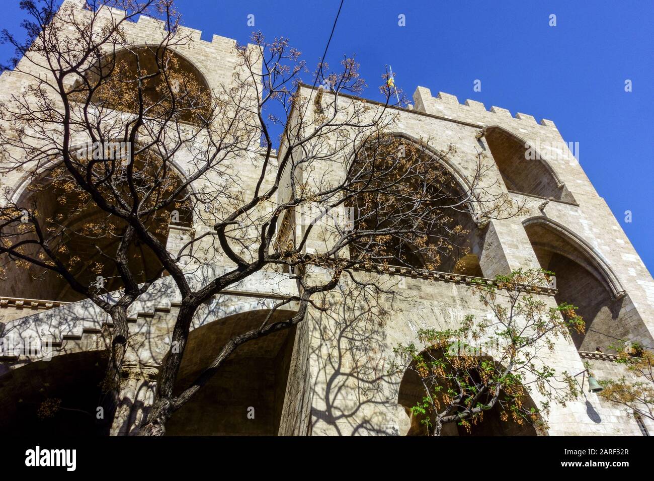 Spain Valencia Torres de Serranos, towers, gate architecture Stock ...
