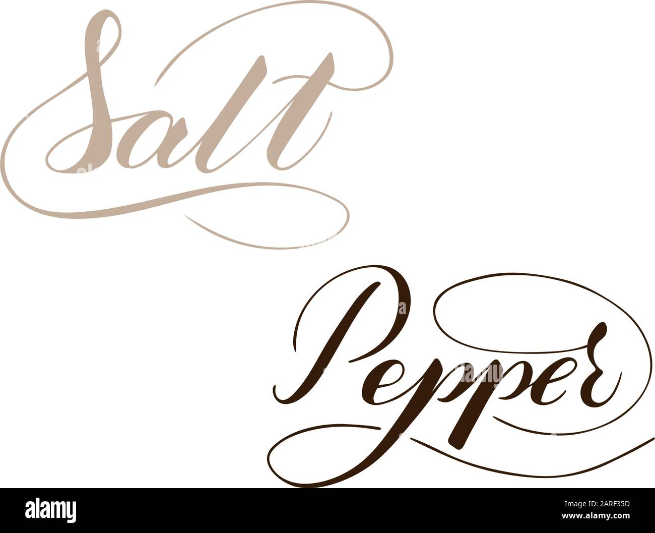 Vector hand written salt and pepper text isolated on white background ...