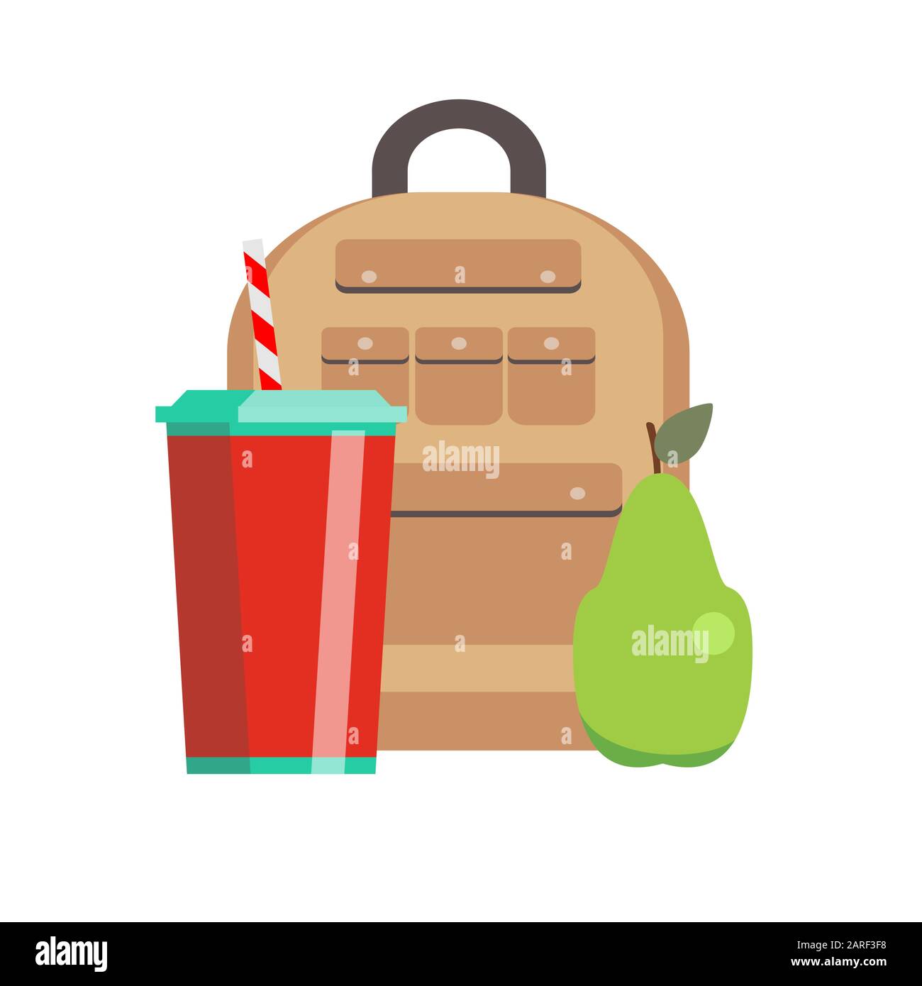 School lunch box. Kids school lunches icons in flat style Stock Vector ...