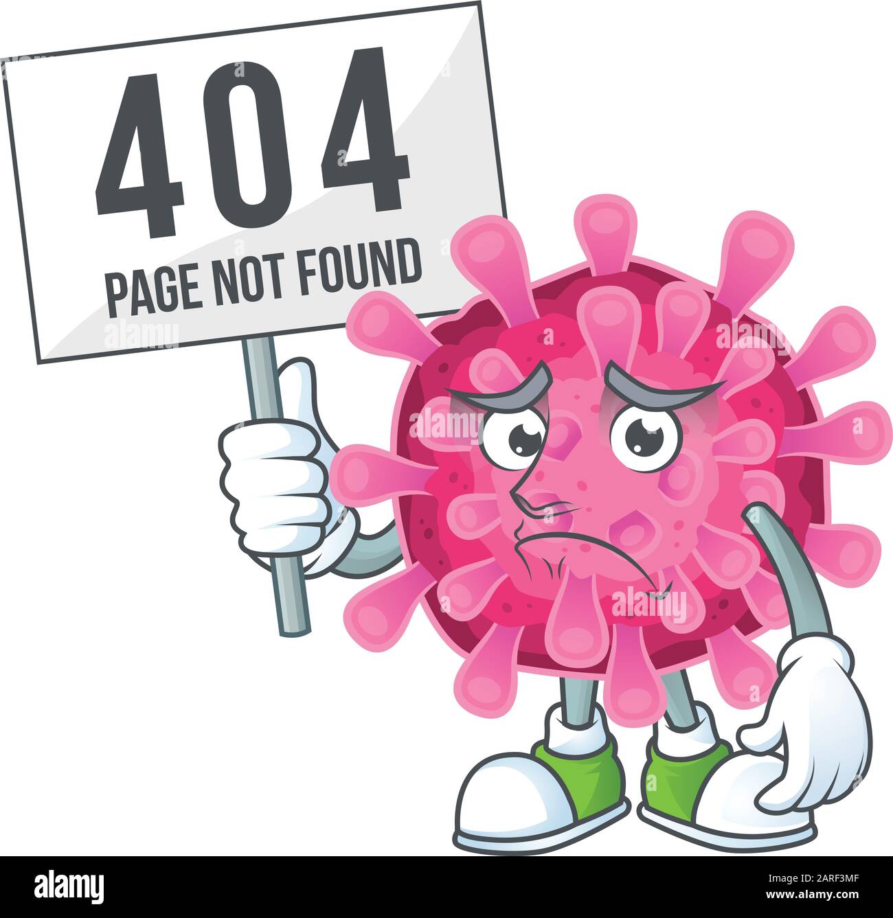 sad face mascot style of corona virus raised up a board Stock Vector ...