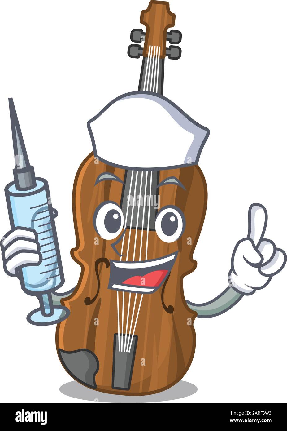 Smiley Nurse violin cartoon character with a syringe Stock Vector Image ...