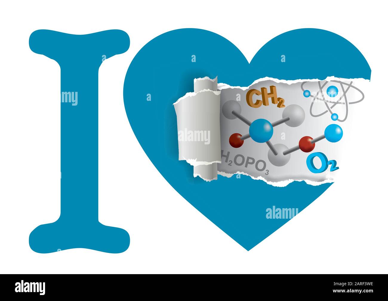 Heart with chemistry symbols. Torn paper heart chemistry with symbols ...