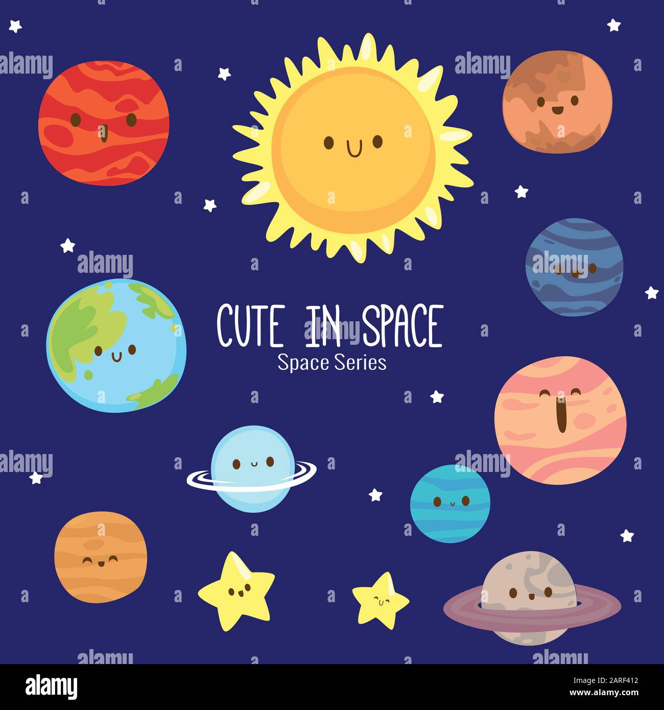Colorful Planets with Some Cute Characters Stock Vector Image & Art - Alamy