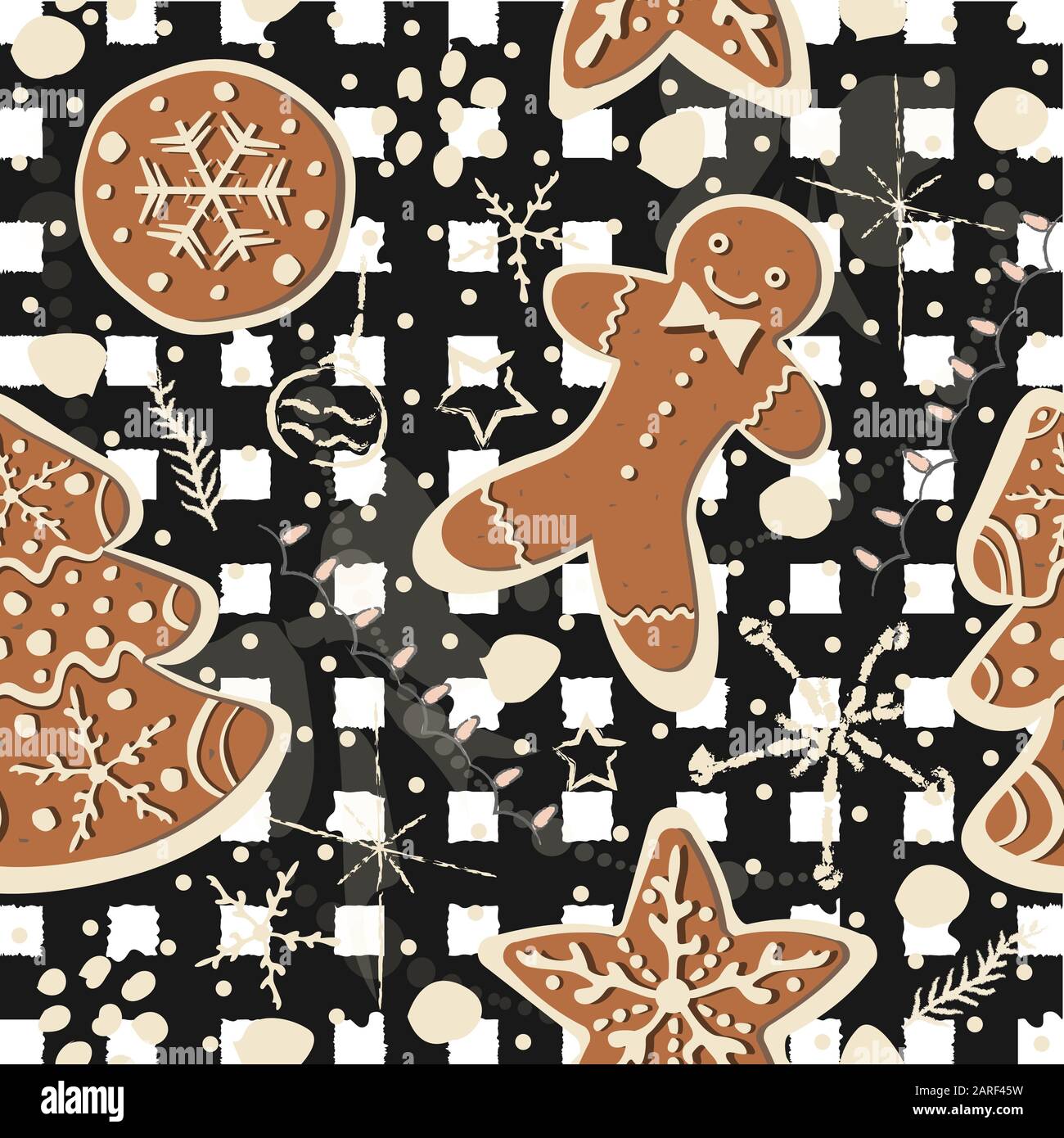 Gingerbread cookie seamless background. Creative Design. Vector ...