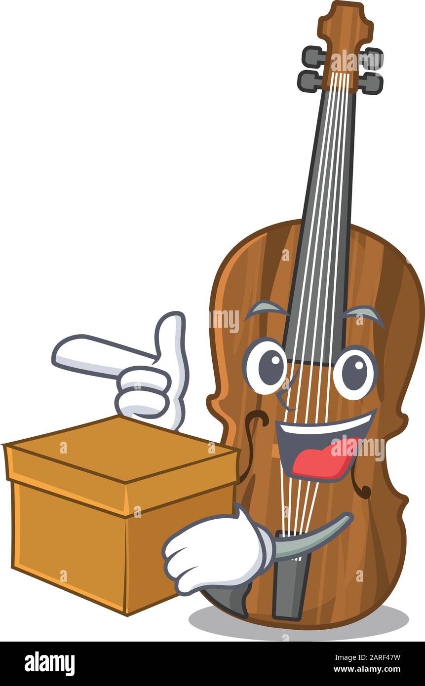 Cute violin cartoon character having a box Stock Vector Image & Art - Alamy