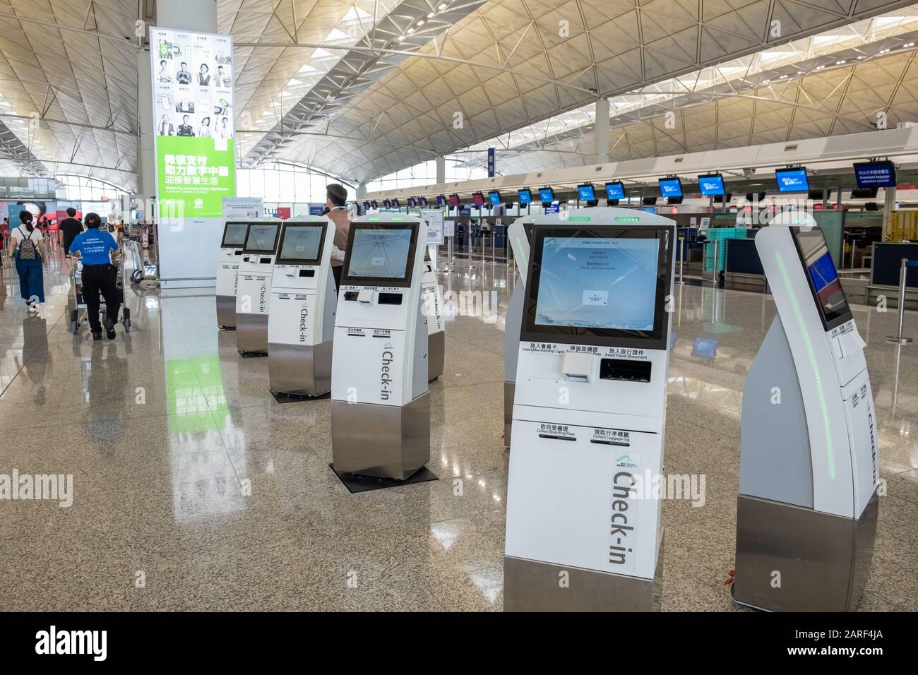 Lantau, Hong Kong - September 18, 2019 : Automatic check in machine at ...