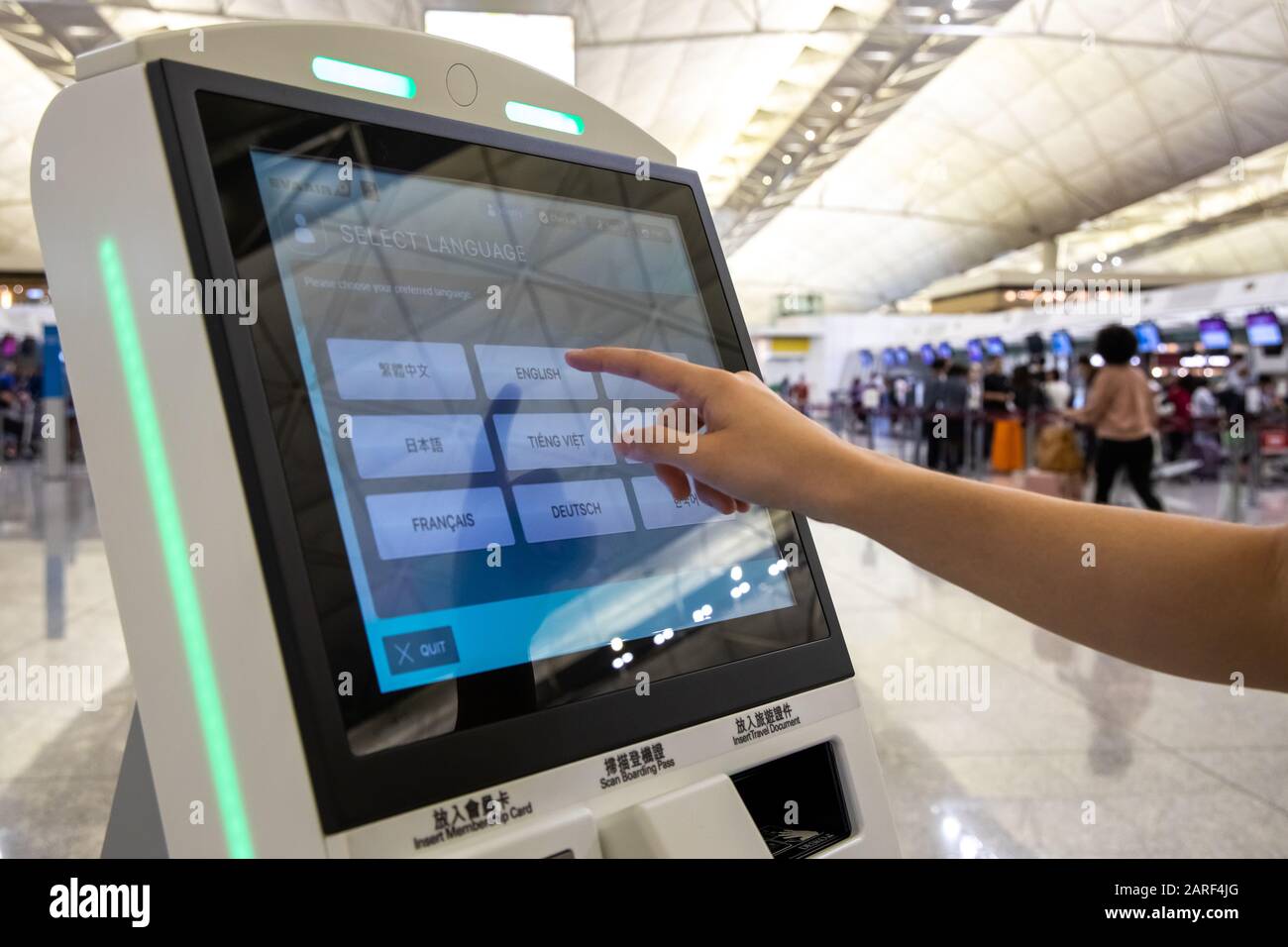 Lantau, Hong Kong - September 18, 2019 : Automatic check in machine at ...