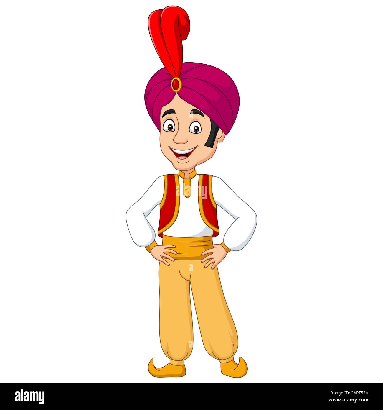 Cartoon young aladdin posing on white background Stock Vector Image ...