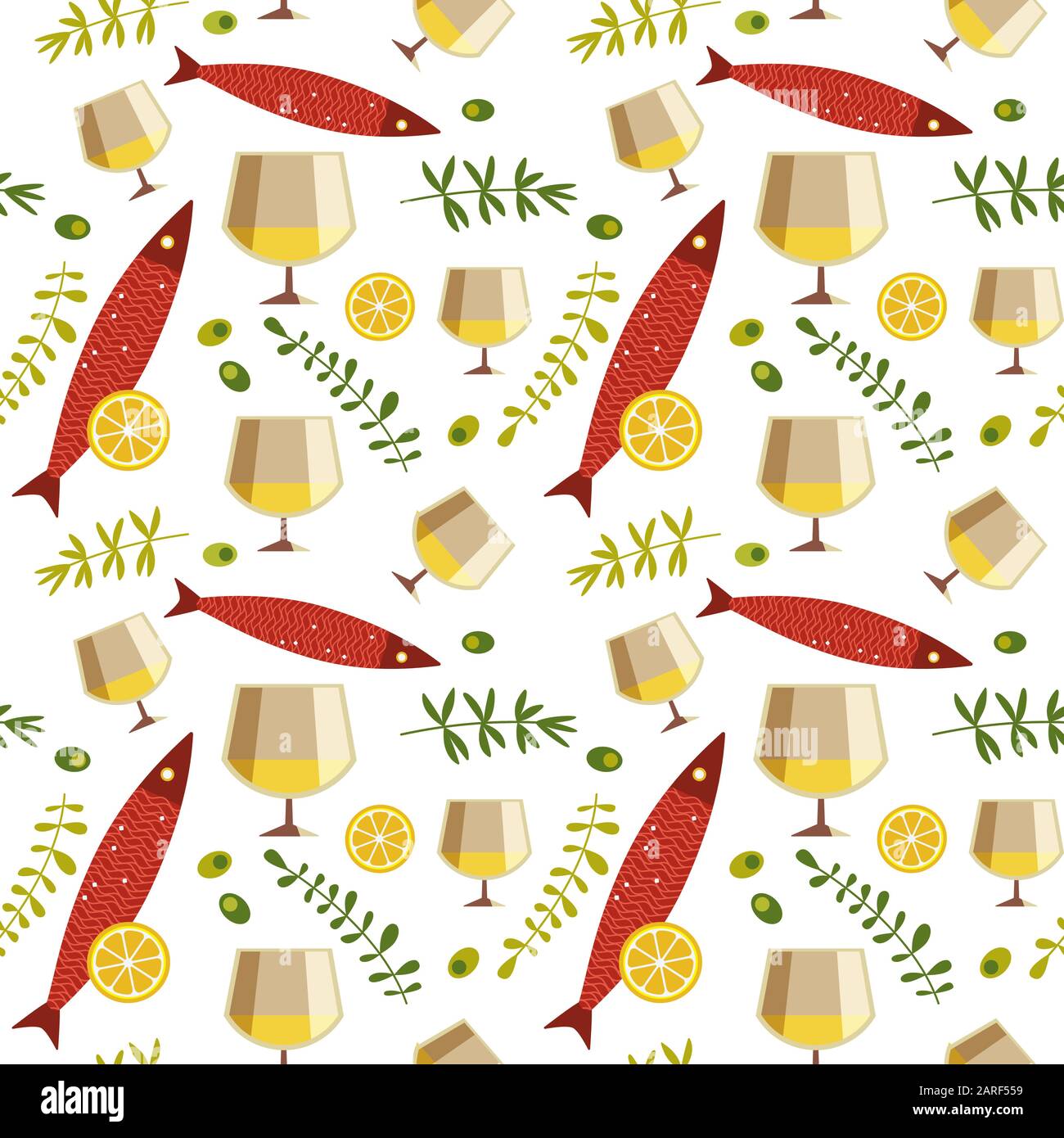 Seafood fish seamless cartoon Cut Out Stock Images & Pictures - Alamy