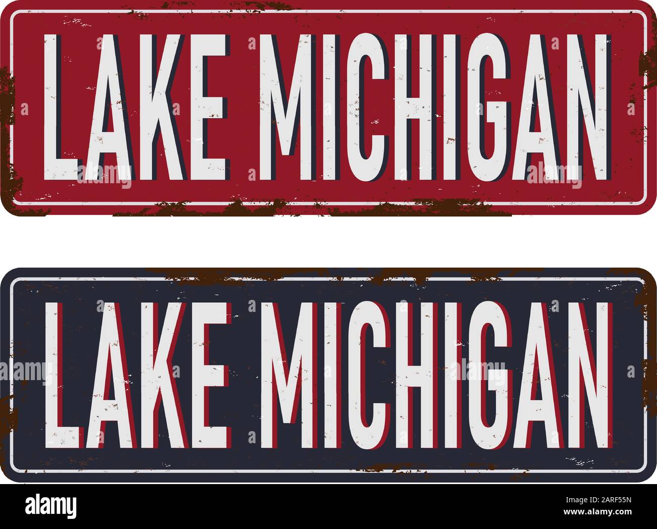 Lake Michigan vintage rusty metal sign on a white background, vector ...