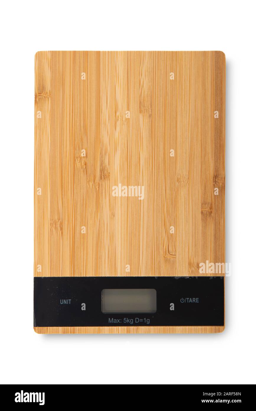 small kitchen scale isolated on a white background Stock Photo - Alamy